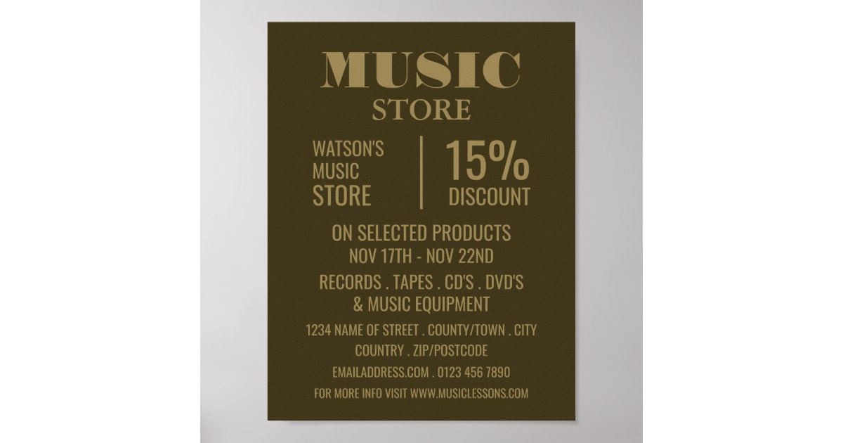 Stylish Music Store Advertising Poster | Zazzle