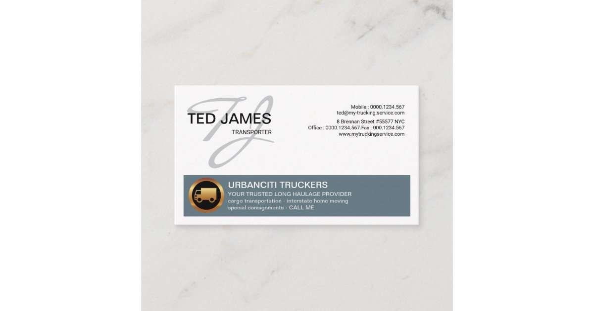 Stylish Name Monogram Simple Plain Transportation Business Card | Zazzle