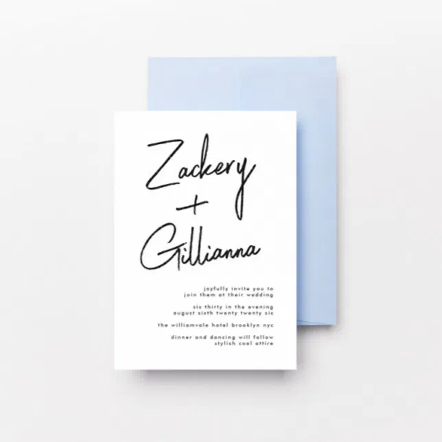 Stylish NAMES | Modern Black & White Wedding Invit Invitation | Zazzle