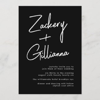 Stylish NAMES | Modern Black & White Wedding Invitation | Zazzle