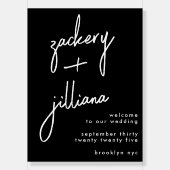 Stylish Names Modern Black White Welcome Sign | Zazzle