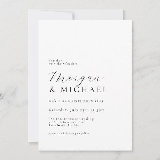 Stylish Names Simple Minimal Classic Wedding Invitation | Zazzle