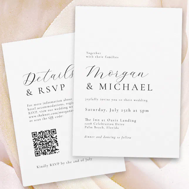 Stylish Names Simple Minimal Classic Wedding Invitation | Zazzle