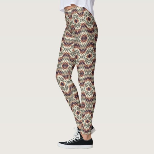 Stylish Native American Indian Mosaic Art Pattern Leggings | Zazzle