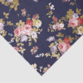 Stylish navy blue pink gold boho floral tissue paper | Zazzle