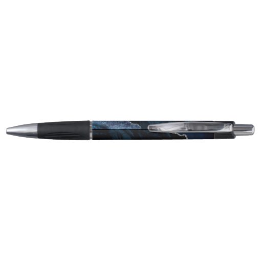 Stylish Navy Blue Silver Agate Business Pen | Zazzle