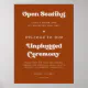 Stylish Orange Open seating Unplugged ceremony Poster | Zazzle