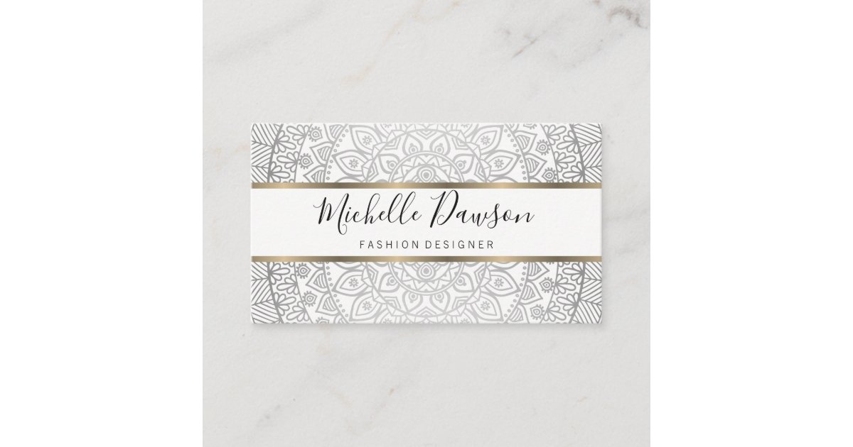 Stylish Pattern / Gold Metallic Trim Business Card | Zazzle