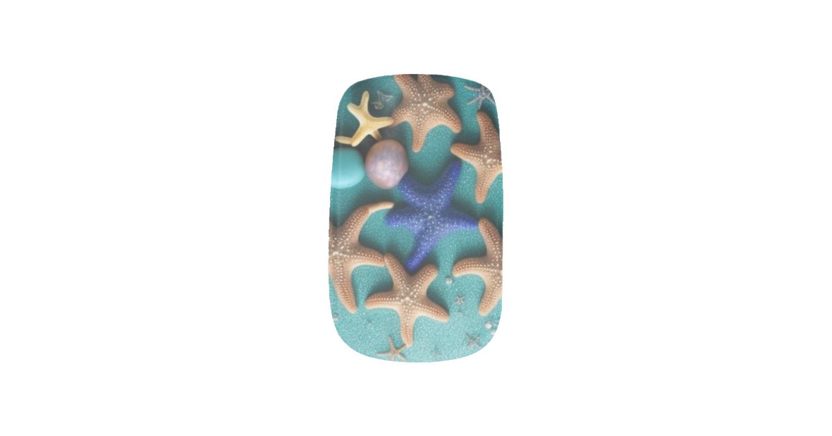 stylish pearl starfish Colorful blue purple trendy Minx Nail Art | Zazzle