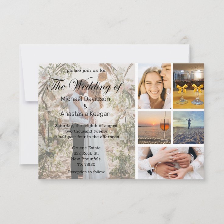 stylish personalized 6 photos collage wedding invitation | Zazzle
