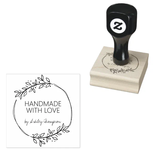 Stylish Personalized Handmade By Rubber Stamp | Zazzle