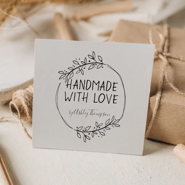 Stylish Personalized Handmade By Rubber Stamp | Zazzle