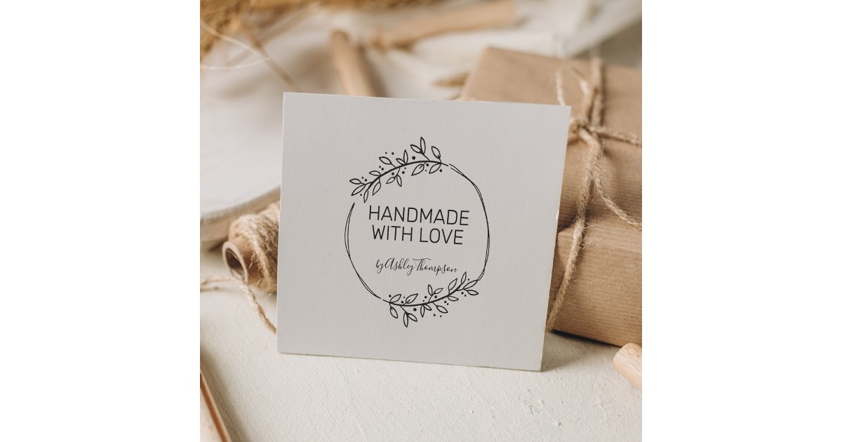 Stylish Personalized Handmade By Rubber Stamp | Zazzle