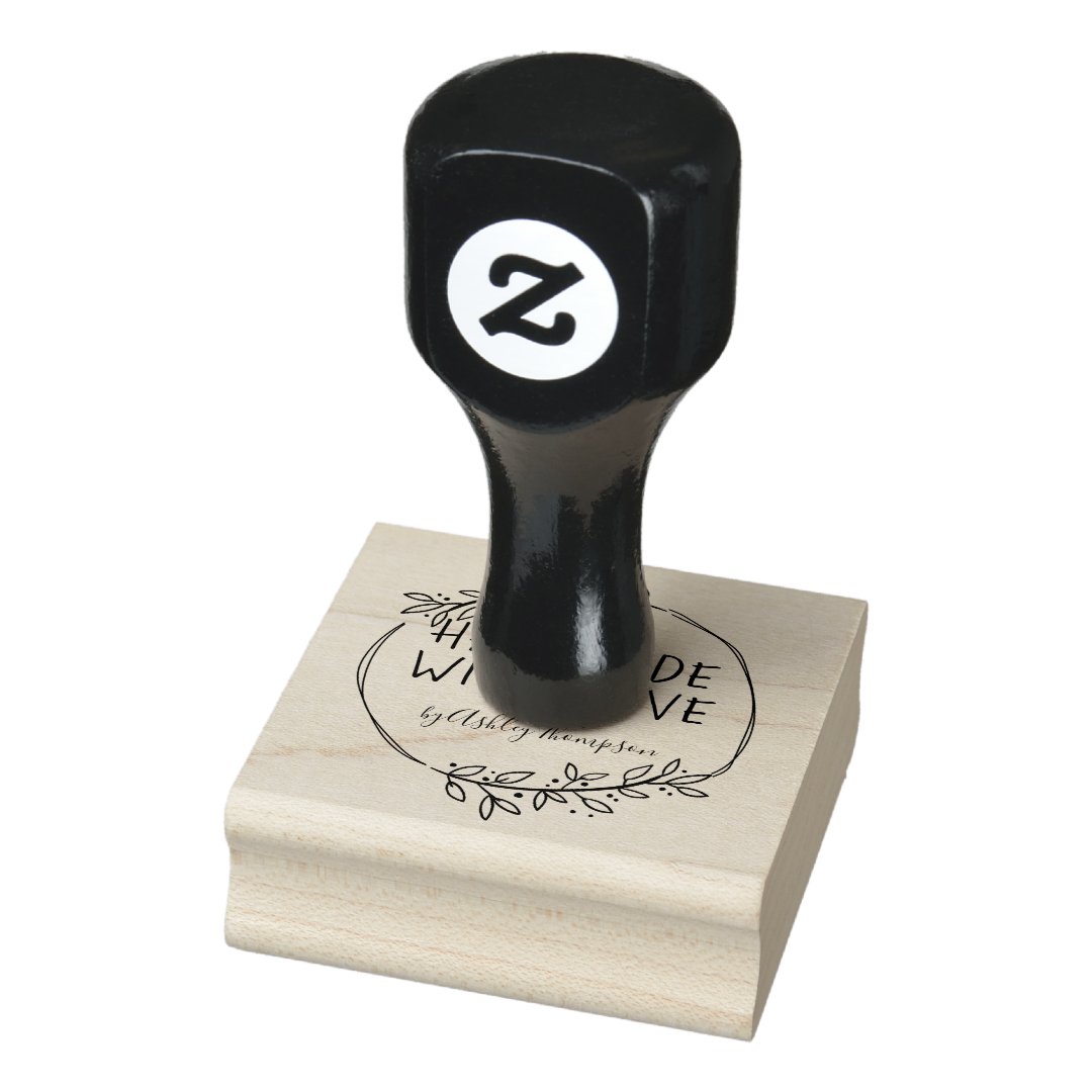 Stylish Personalized Handmade By Rubber Stamp | Zazzle