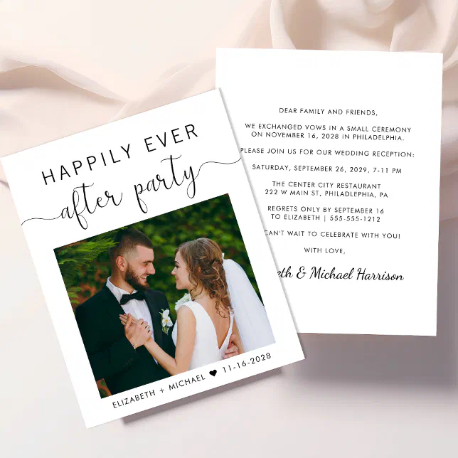 Stylish Photo Budget Wedding Reception Invitation | Zazzle