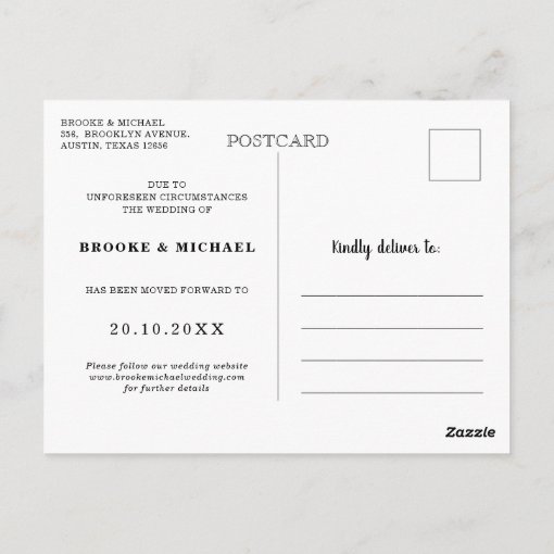 Stylish Photo Calendar Wedding postponed Postcard | Zazzle