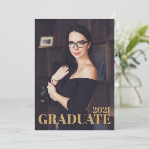 Stylish Photo Date Graduation Invitation | Zazzle