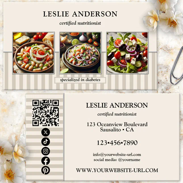 Stylish Photo Dietitian Nutritionist Health Coach Business Card | Zazzle