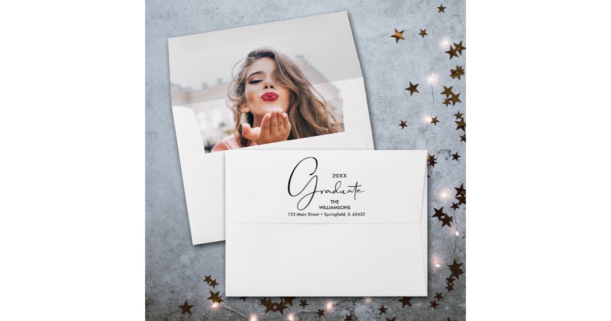 Stylish Photo Lined Graduation Envelope | Zazzle