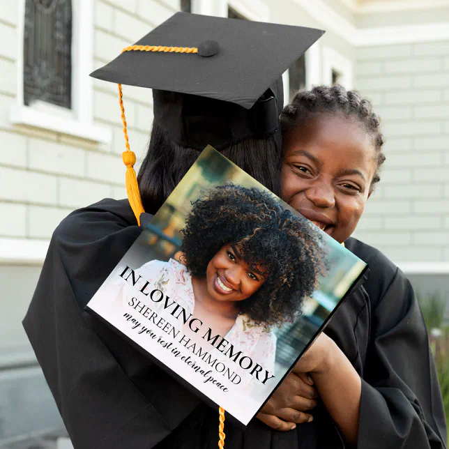 Stylish Photo Memorial Graduation Cap Topper | Zazzle