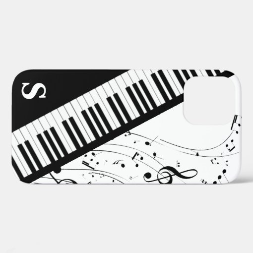 Stylish Piano Keyboard Music Notes Monogram Case-Mate iPhone Case | Zazzle
