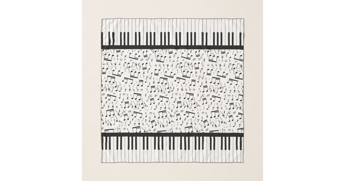 Stylish piano keys and music notes scarf | Zazzle