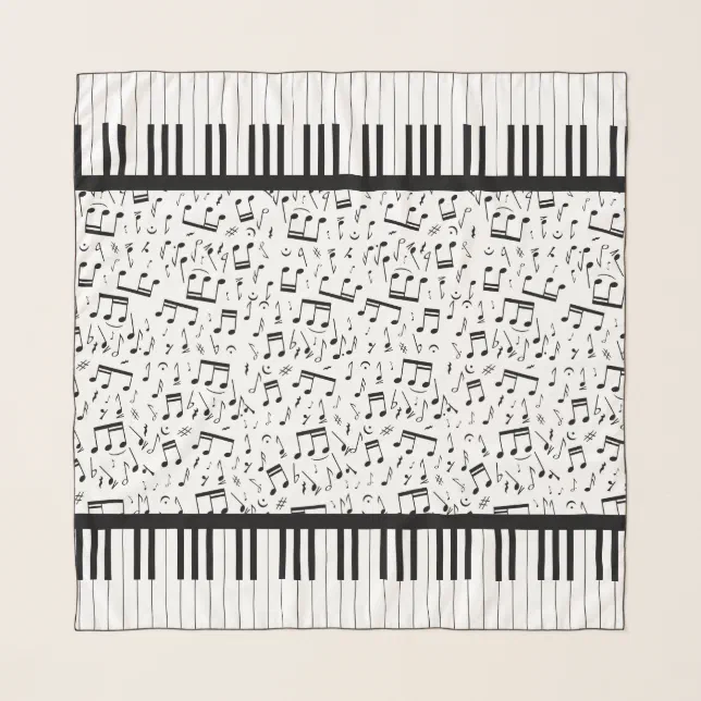 Stylish piano keys and music notes scarf | Zazzle
