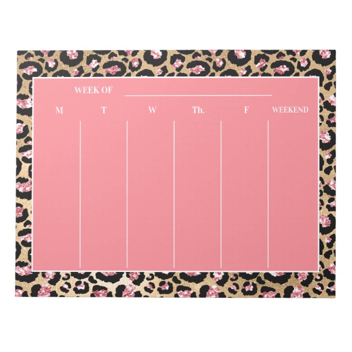 Stylish Pink Black Cheetah Leopard Weekly Plans Notepad | Zazzle.com