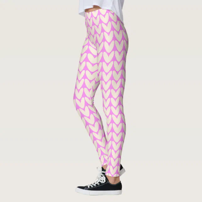 Stylish Pink Designer Leggings for Women Hearts | Zazzle