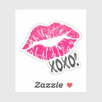 Stylish Pink Kissy Lips with xoxo Sticker | Zazzle