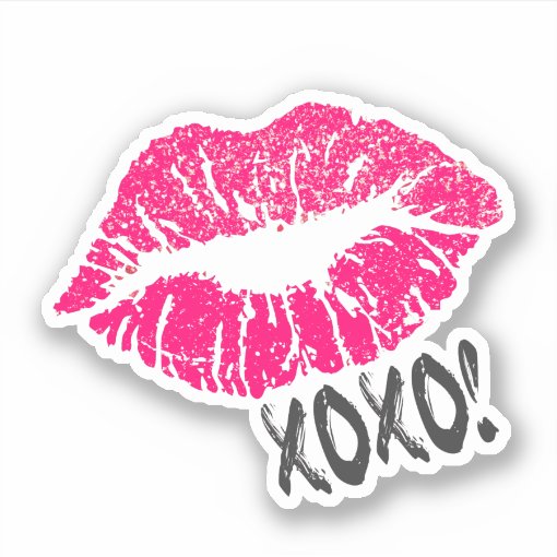 Stylish Pink Kissy Lips with xoxo Sticker | Zazzle