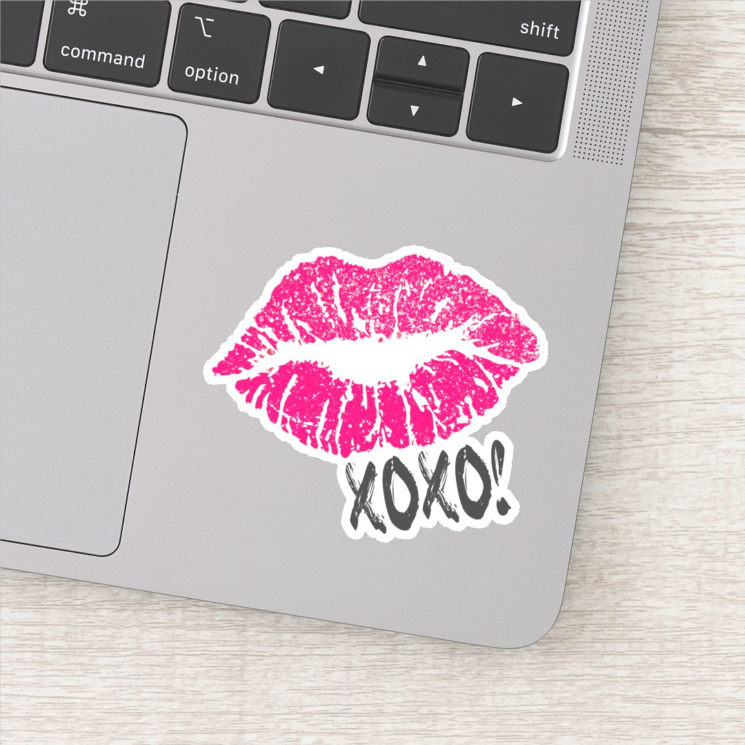 Stylish Pink Kissy Lips with xoxo Sticker | Zazzle