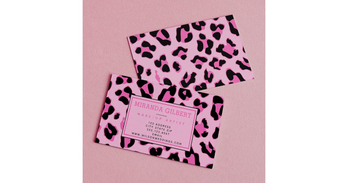 Stylish Pink Leopard Print Business Card | Zazzle