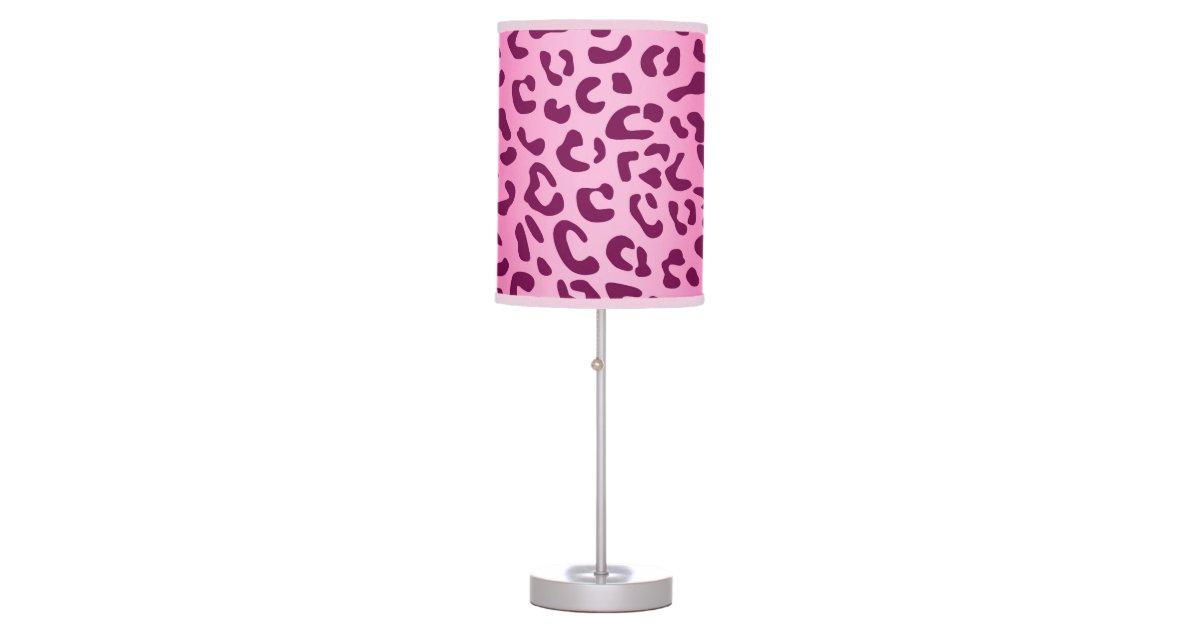Stylish Pink Leopard Print Table Lamp | Zazzle