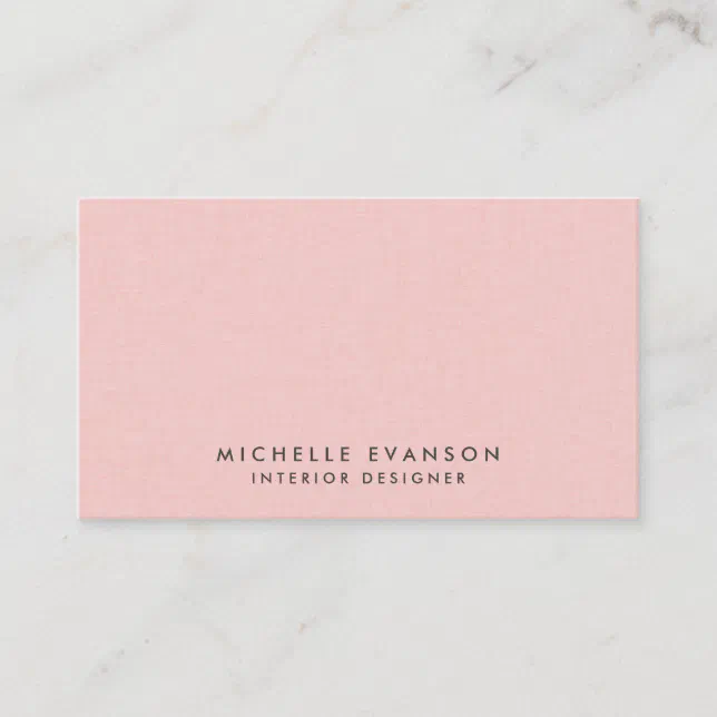 Stylish Pink Linen Minimalist Professional Business Card | Zazzle