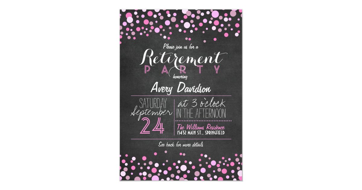 Stylish Pink Retro Chalkboard Retirement Party Invitation | Zazzle.com