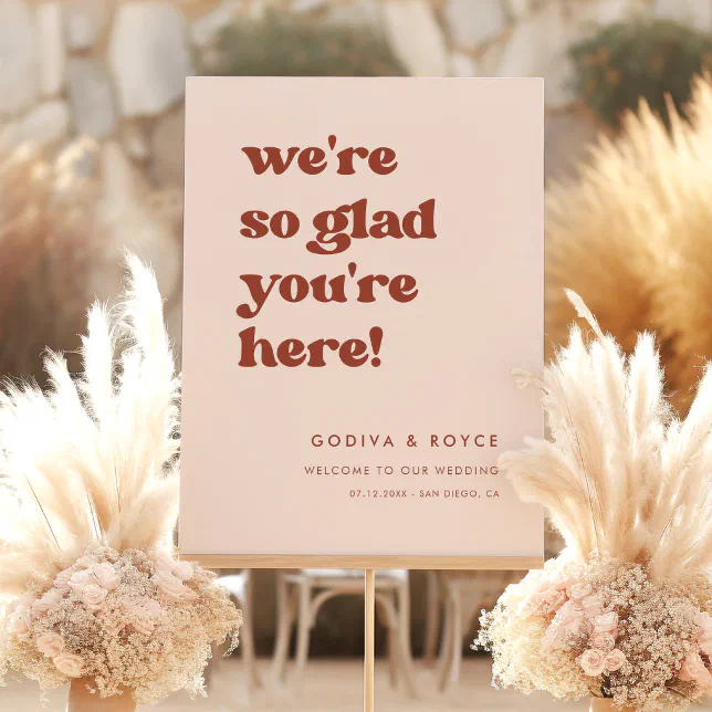Stylish Pink So glad you're here Wedding welcome Foam Board | Zazzle