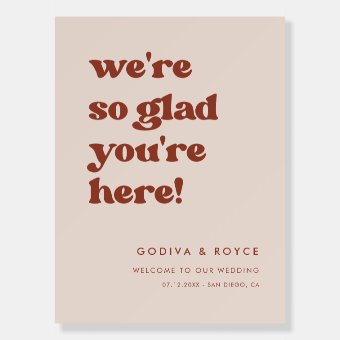 Stylish Pink So glad you're here Wedding welcome Foam Board | Zazzle