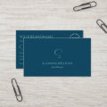Stylish Plain Ocean Blue with Monogram and Logo Business Card | Zazzle