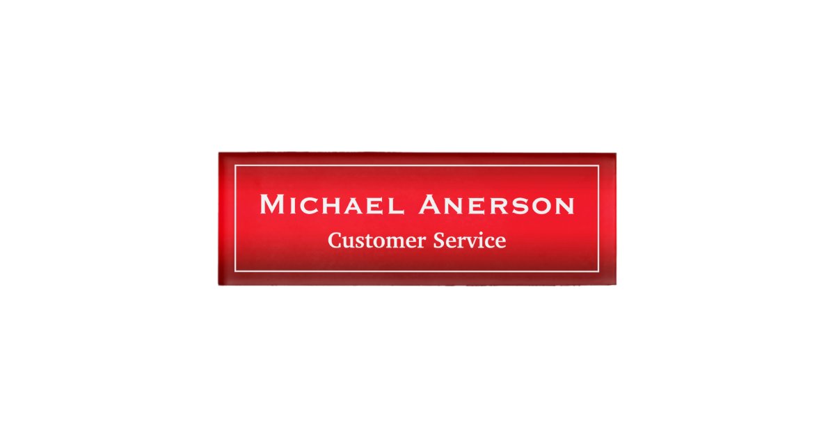 Stylish Plain Red Gradient Custom Name Title Name Tag | Zazzle