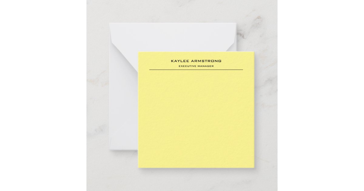 Stylish Plain Simple Professional Light Yellow Note Card | Zazzle
