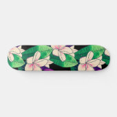 Stylish Plumeria Flower Tropical Green Foliage Skateboard | Zazzle