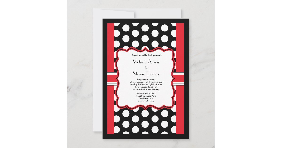 Stylish Polka Dot Wedding Invitation (Red) | Zazzle