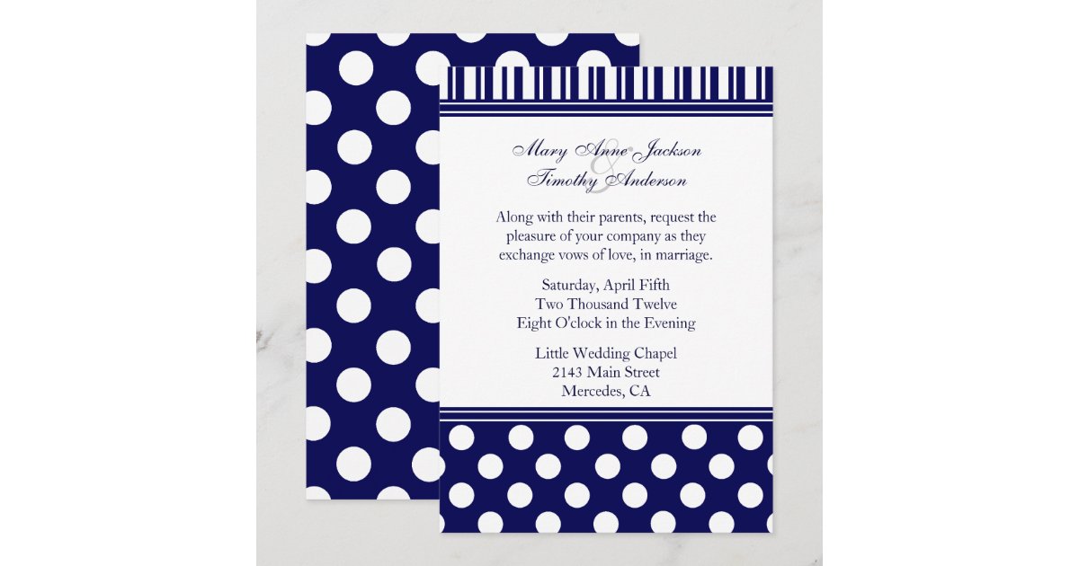 Stylish Polka Dots & Stripes Wedding Invitation | Zazzle