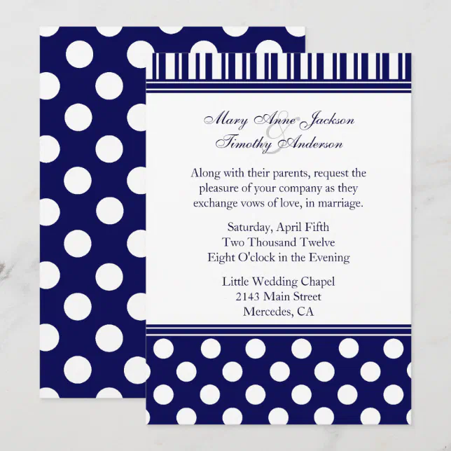 Stylish Polka Dots & Stripes Wedding Invitation | Zazzle