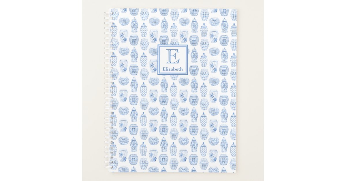 Stylish Preppy Blue And White Affirmations Planner | Zazzle