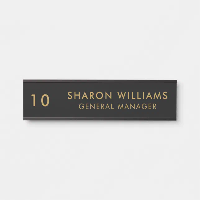 Stylish Professional Black Employee Name & Title Door Sign | Zazzle