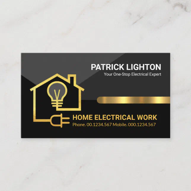 Stylish Professional Gold Electrical Wiring Home Business Card | Zazzle