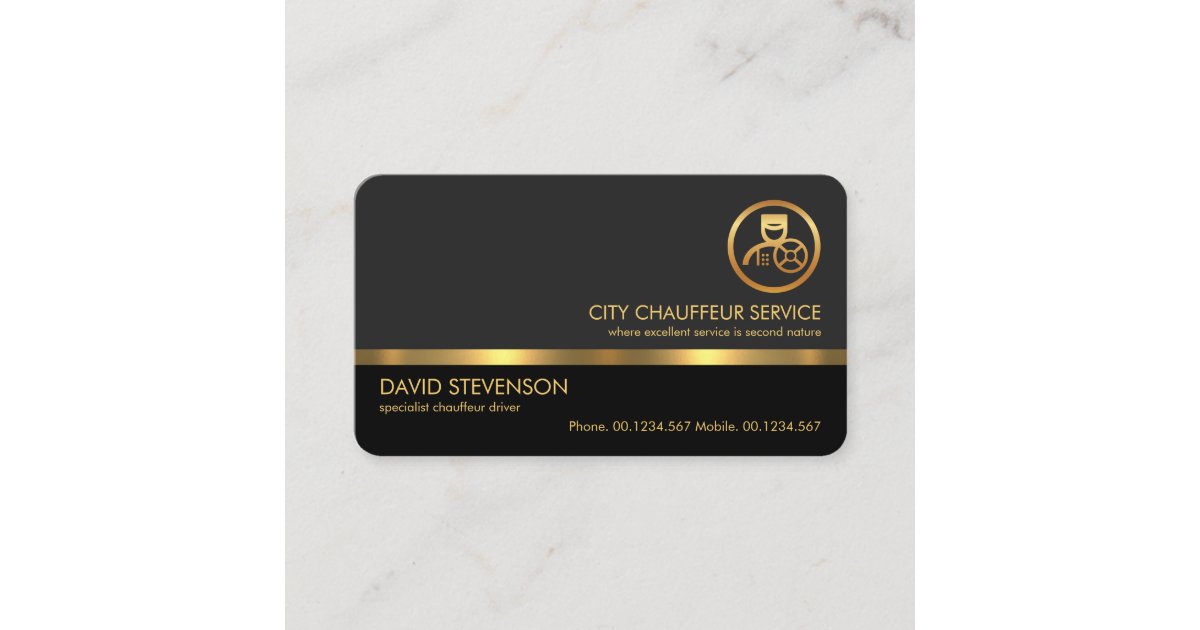 Stylish Professional Grey Layers Gold Line Driver Business Card | Zazzle