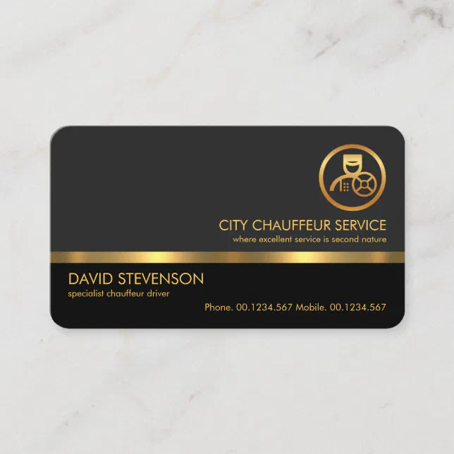 Stylish Professional Grey Layers Gold Line Driver Business Card | Zazzle